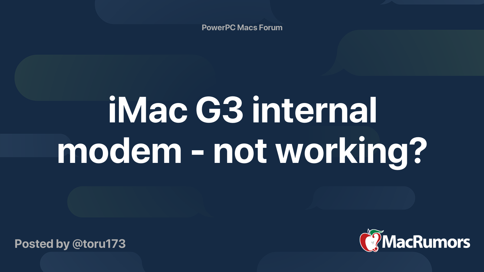 iMac G3 internal modem - not working? | MacRumors Forums