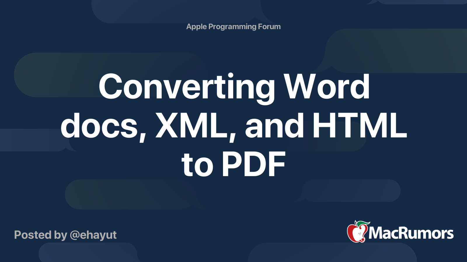 Converting Word docs, XML, and HTML to PDF | MacRumors Forums