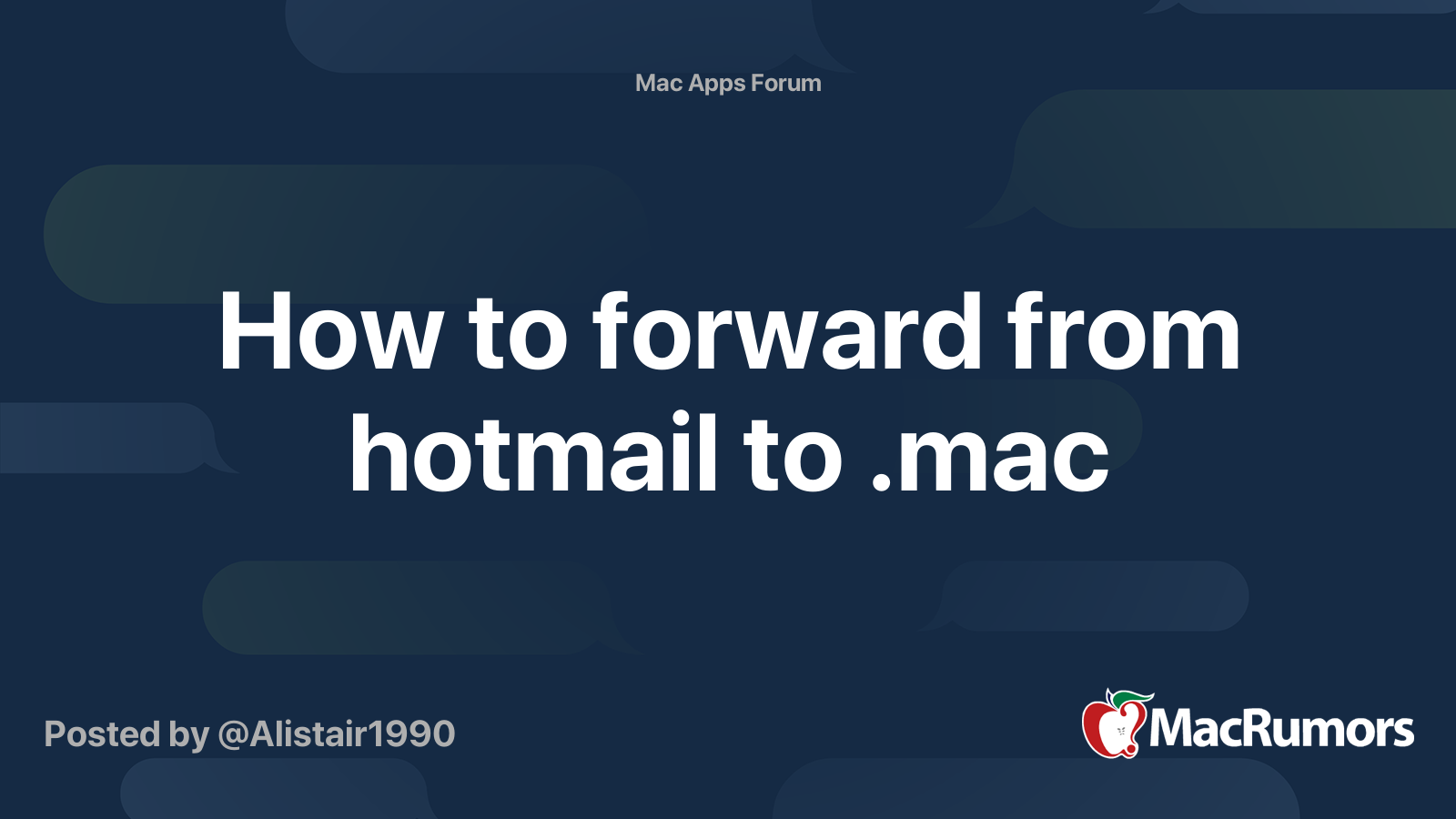 How to forward from hotmail to .mac | MacRumors Forums