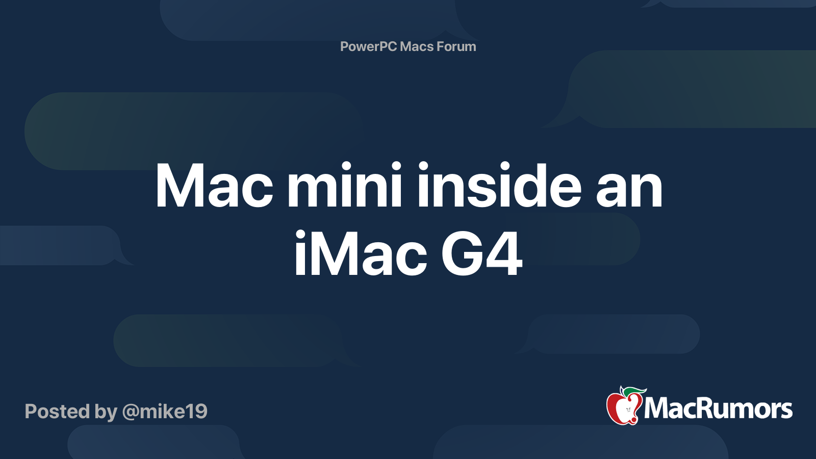 Mac mini inside an iMac G4 | MacRumors Forums