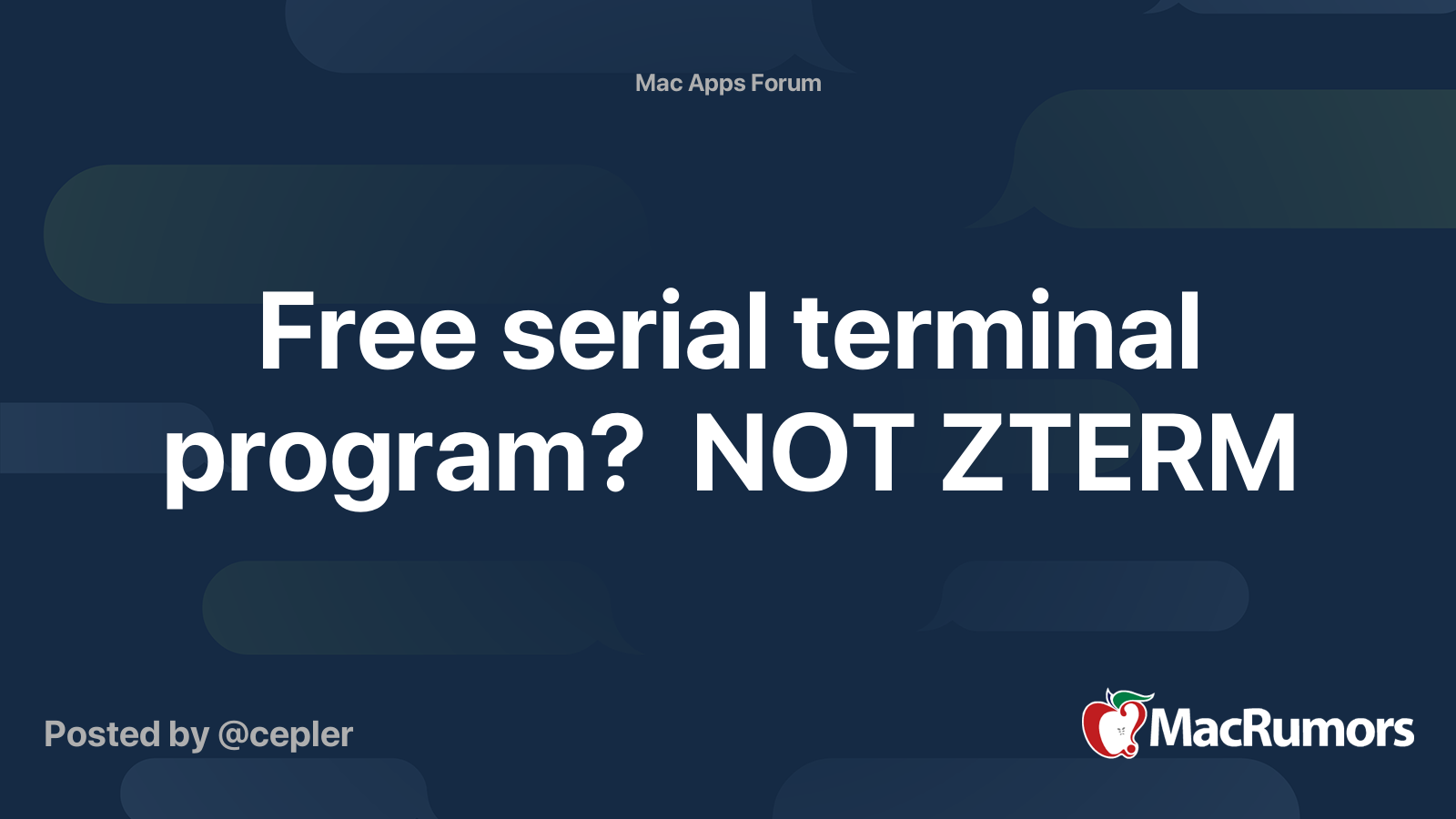 Free serial terminal program? NOT ZTERM | MacRumors Forums