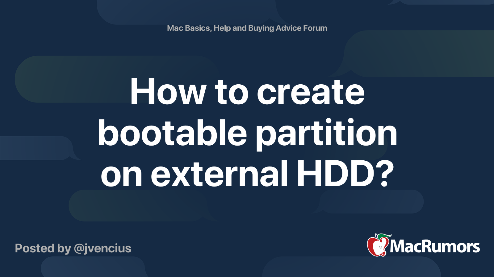 How to create bootable partition on external HDD? | MacRumors Forums