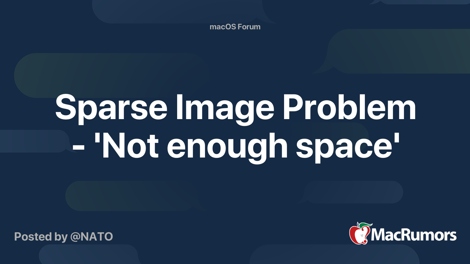 Sparse Image Problem Not Enough Space Macrumors Forums