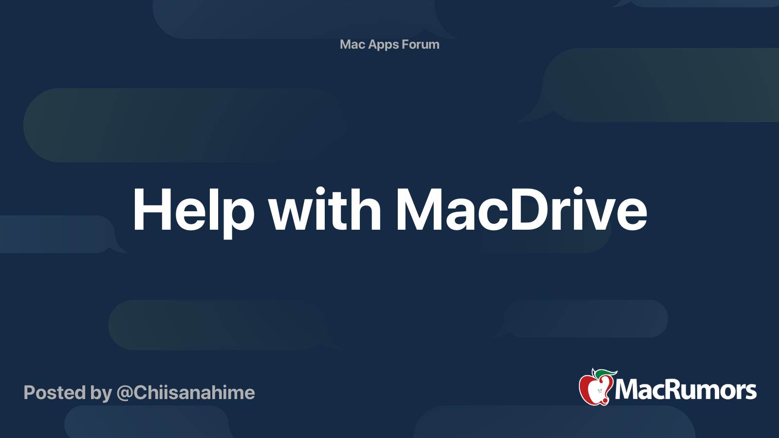 Help with MacDrive | MacRumors Forums