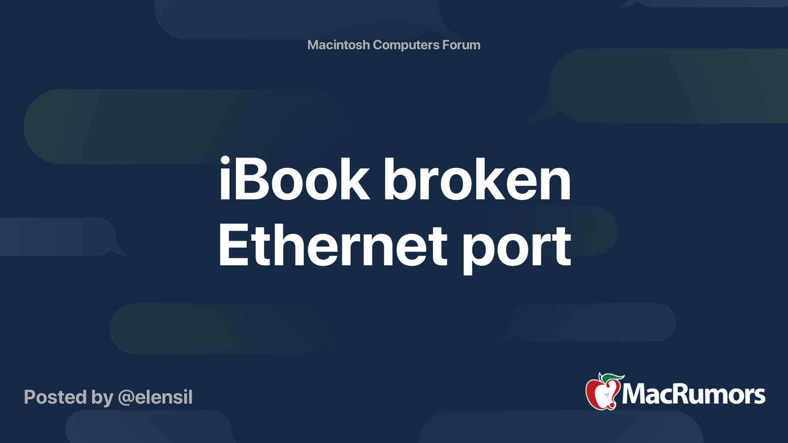 iBook broken Ethernet port | MacRumors Forums