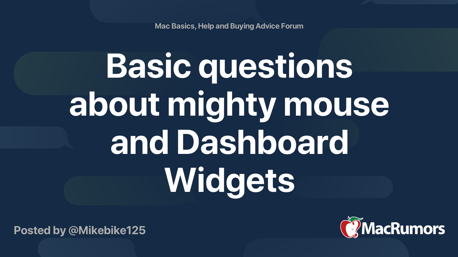 Basic questions about mighty mouse and Dashboard Widgets | MacRumors Forums