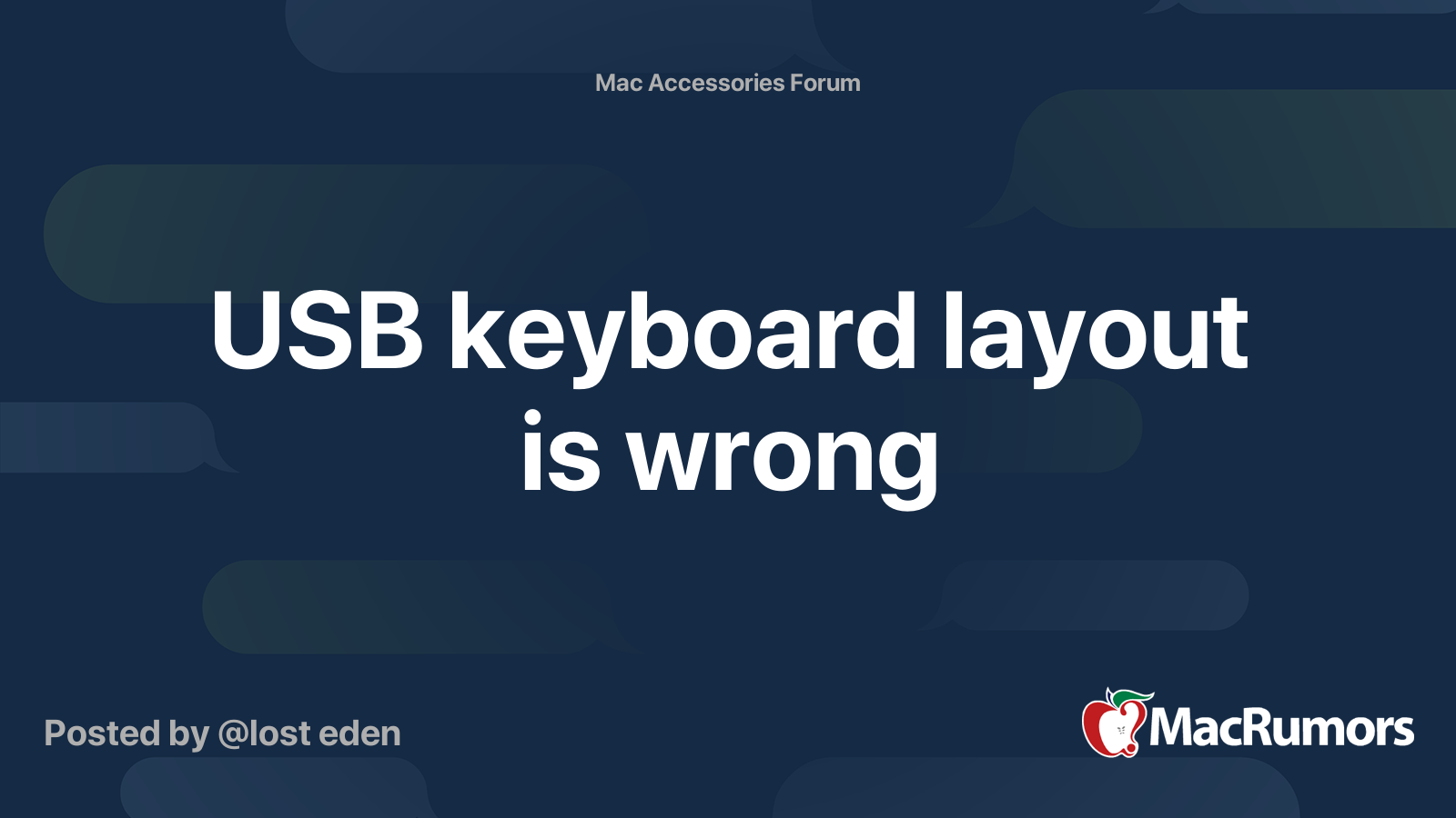 USB keyboard layout is wrong | MacRumors Forums