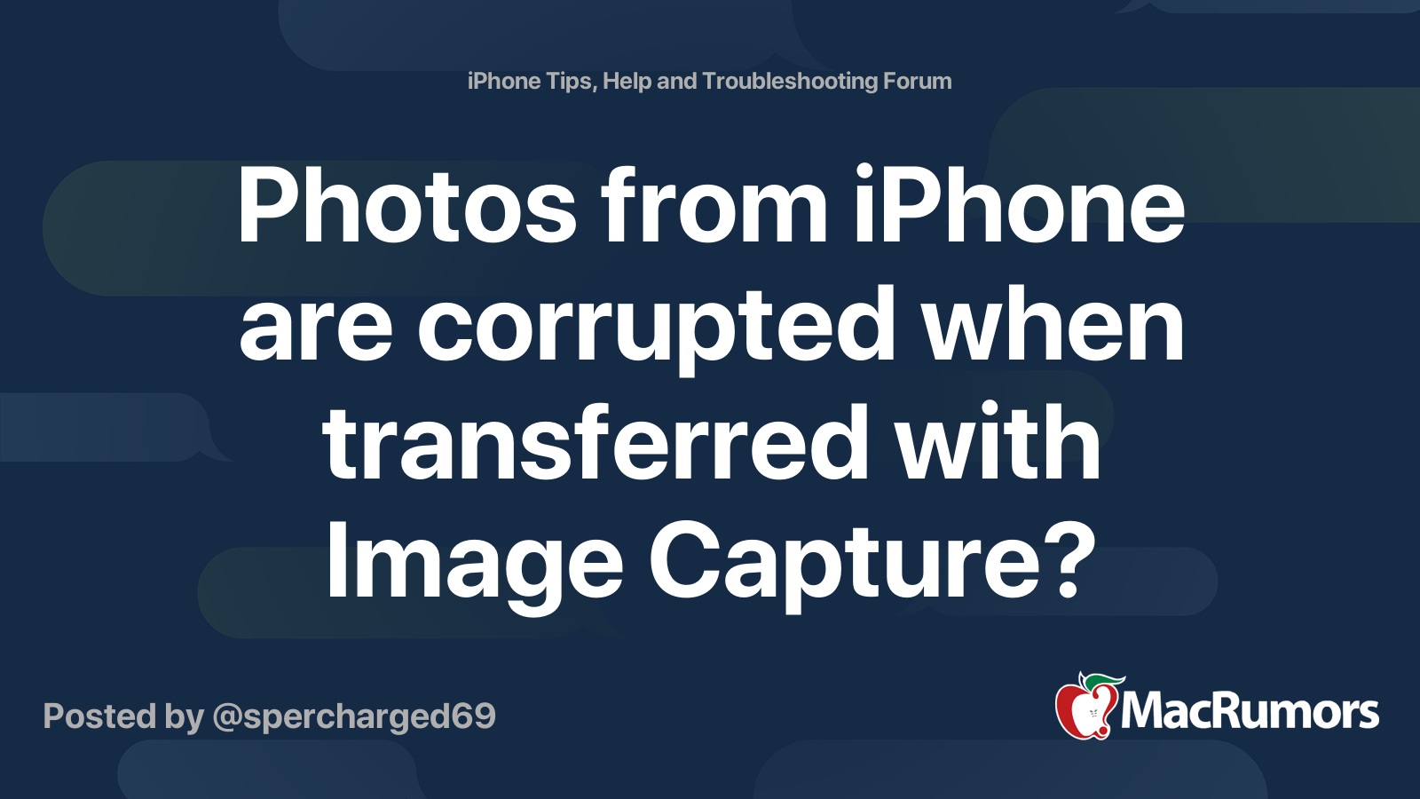 Photos from iPhone are corrupted when transferred with Image Capture? | MacRumors Forums