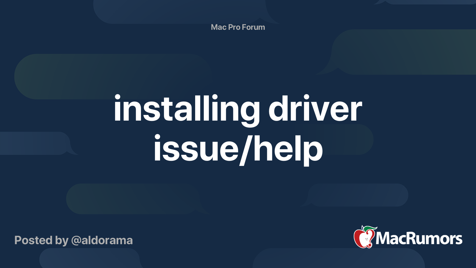 installing driver issue/help | MacRumors Forums