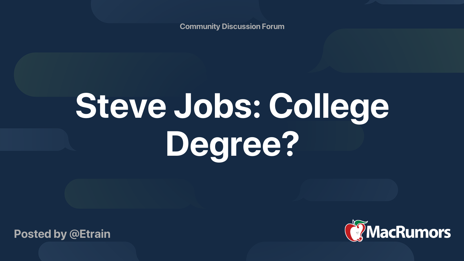 Steve Jobs: College Degree? | MacRumors Forums