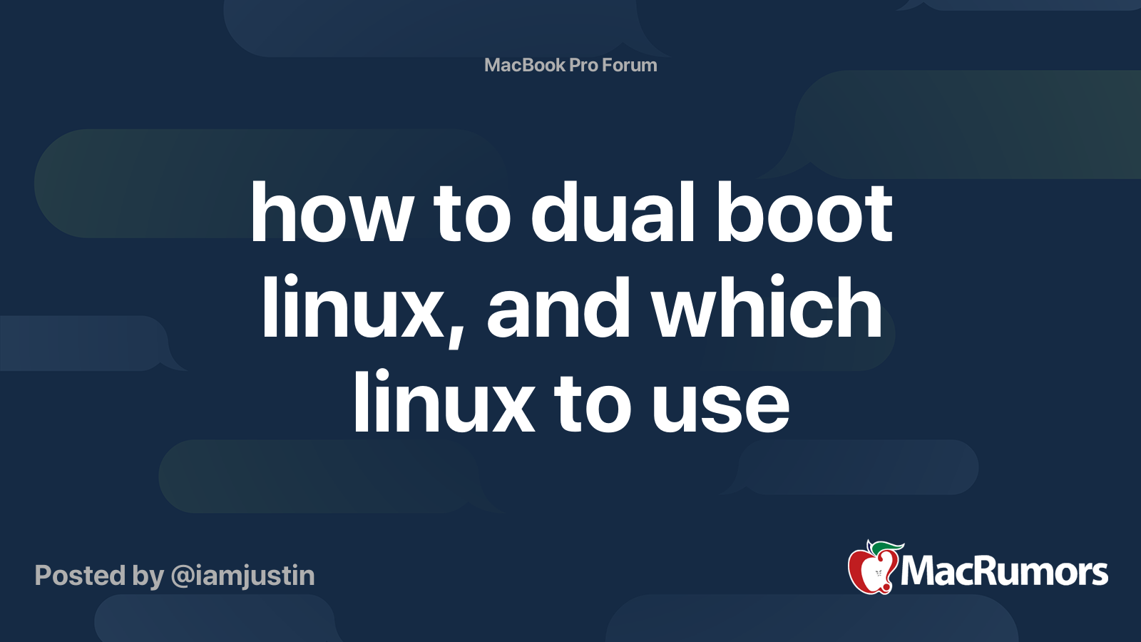 how to dual boot linux, and which linux to use | MacRumors Forums