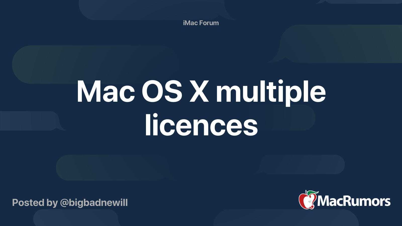 Mac OS X multiple licences | MacRumors Forums