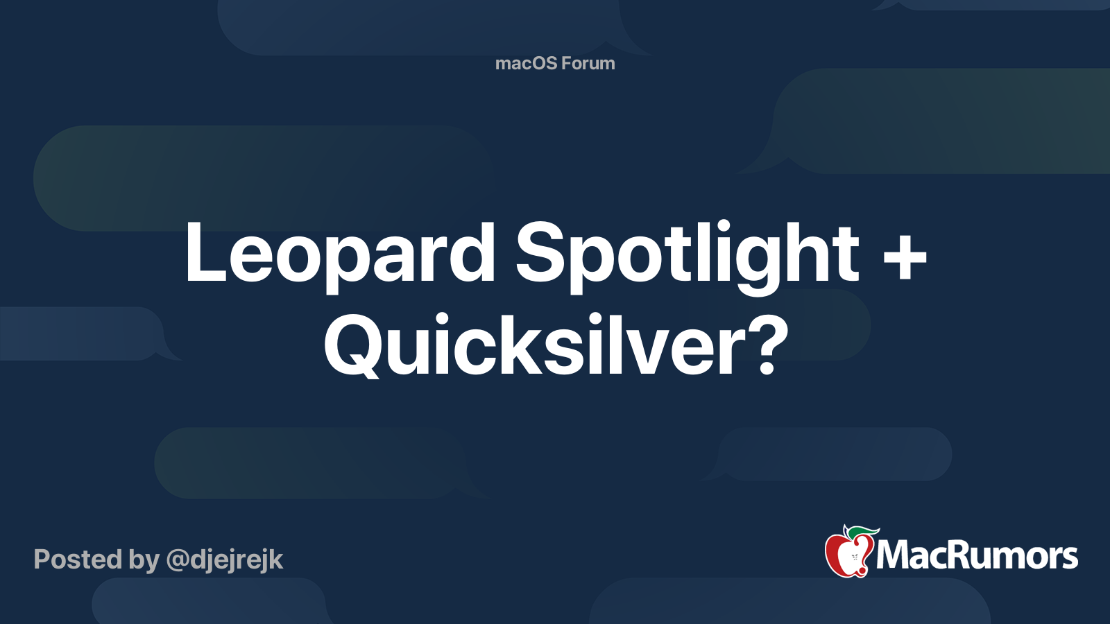 Leopard Spotlight + Quicksilver? | MacRumors Forums