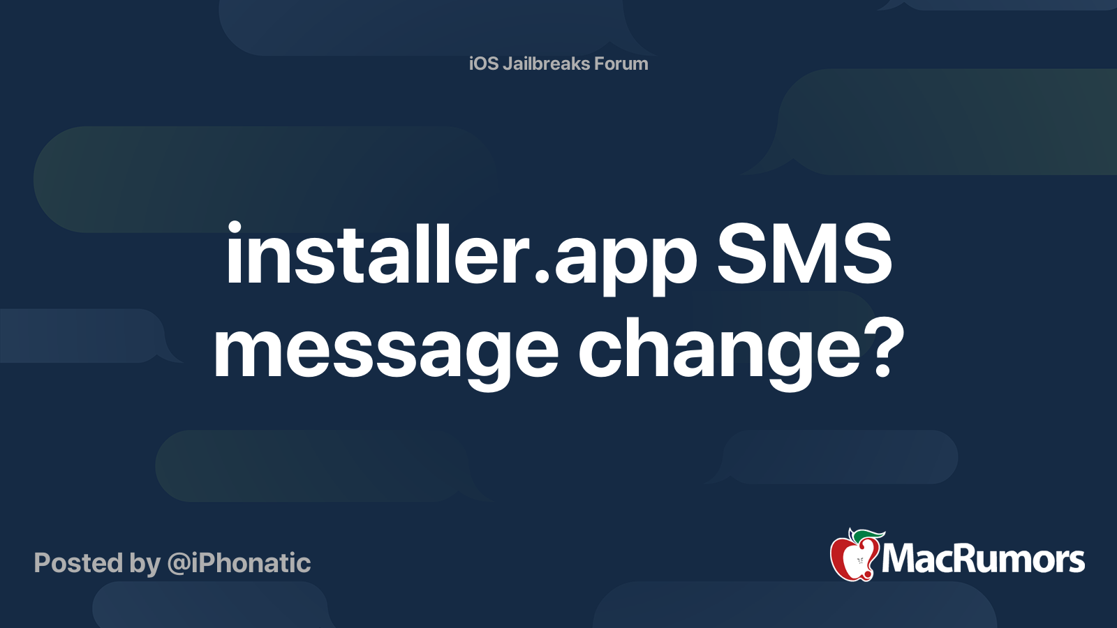 installer.app SMS message change? | MacRumors Forums
