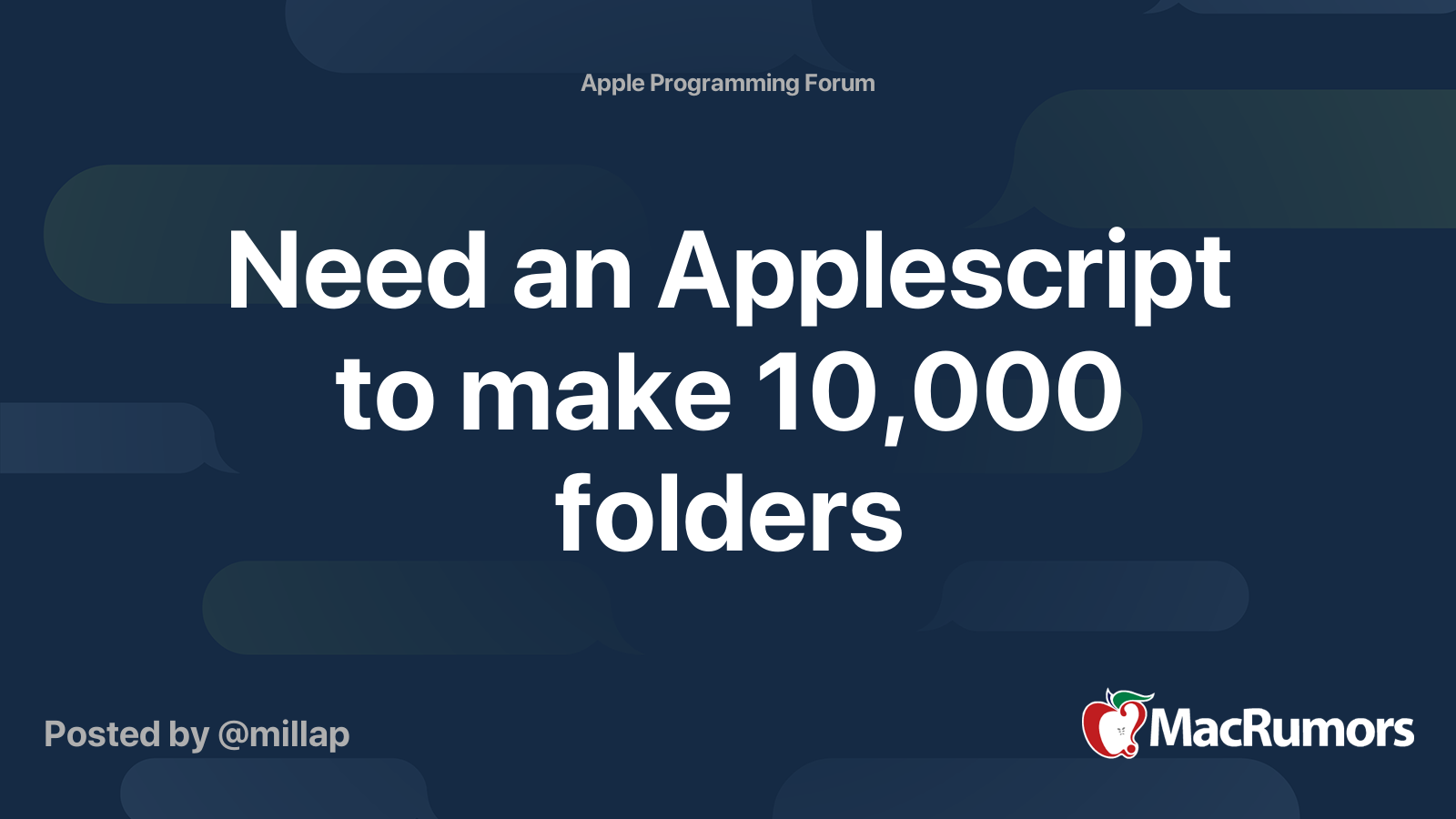 Need An Applescript To Make 10000 Folders Macrumors Forums