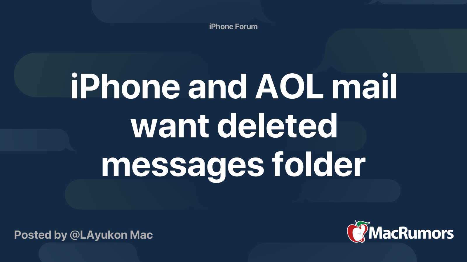 iPhone and AOL mail want deleted messages folder | MacRumors Forums