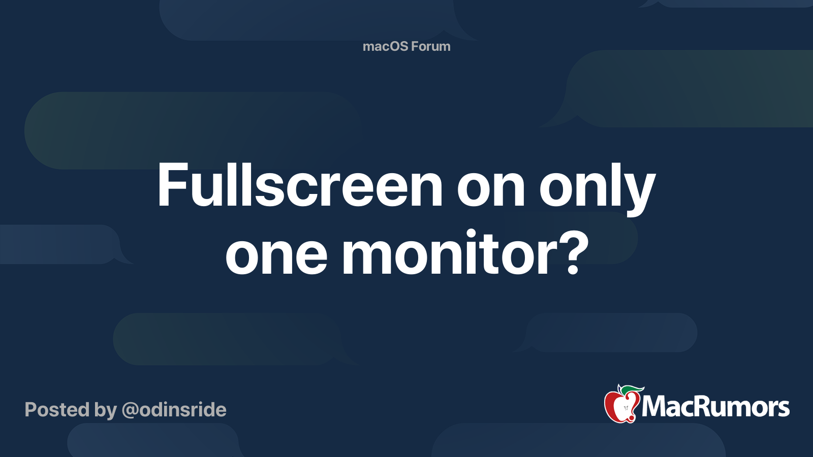 Fullscreen on only one monitor? | MacRumors Forums