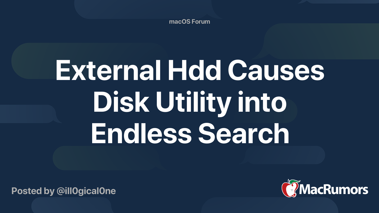 External Hdd Causes Disk Utility into Endless Search | MacRumors Forums