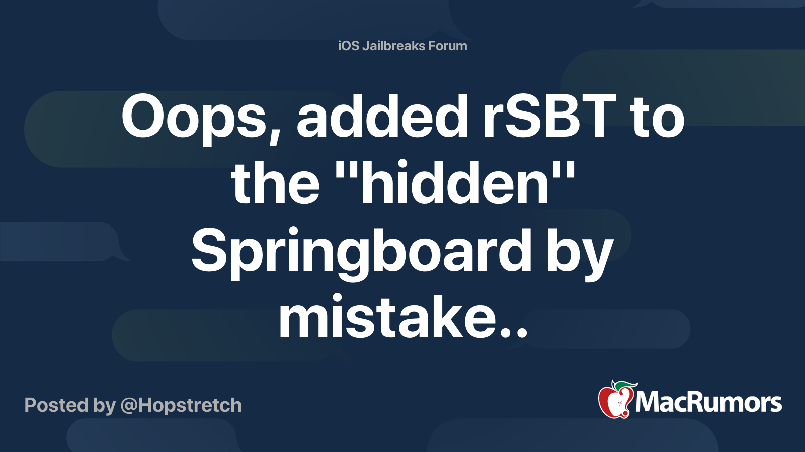 Oops, added rSBT to the "hidden" Springboard by mistake.. | MacRumors ...