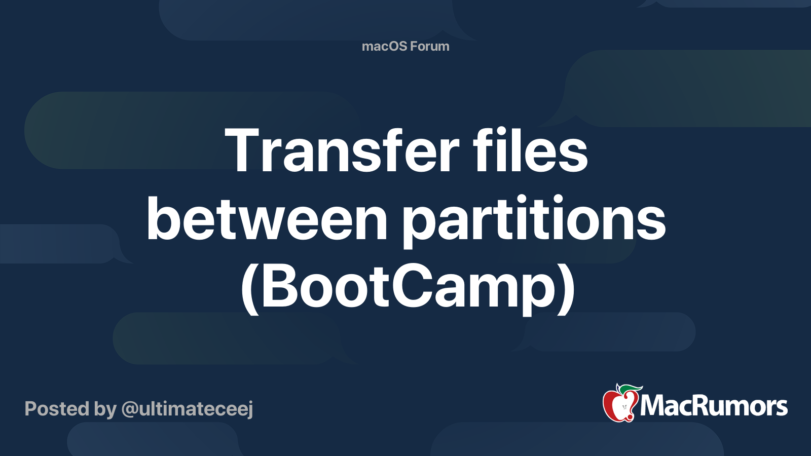 Transfer files between partitions (BootCamp) | MacRumors Forums