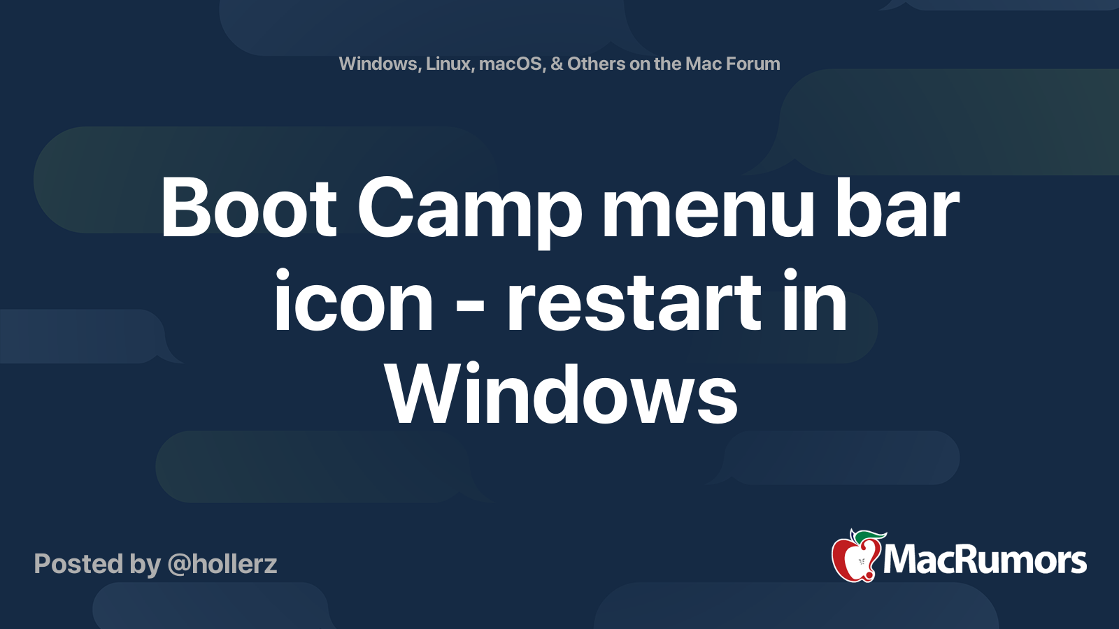 Boot Camp menu bar icon - restart in Windows | MacRumors Forums