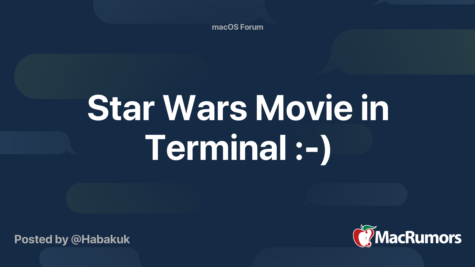 Star Wars Movie in Terminal :-) | MacRumors Forums