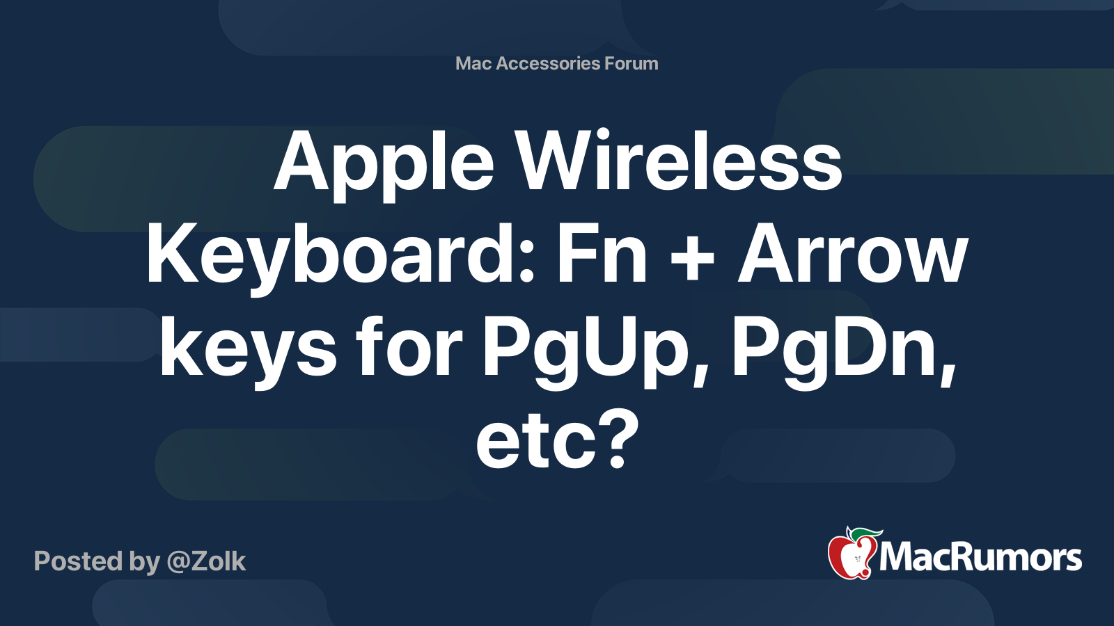 Apple Wireless Keyboard: Fn + Arrow keys for PgUp, PgDn, etc ...