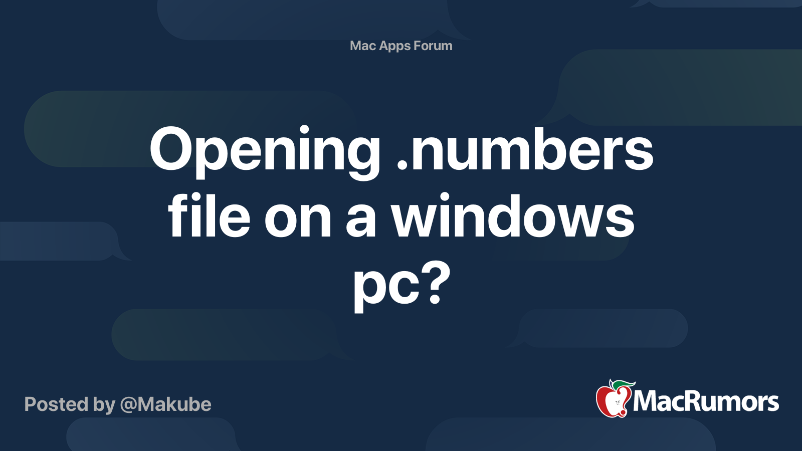 Opening .numbers file on a windows pc? | MacRumors Forums