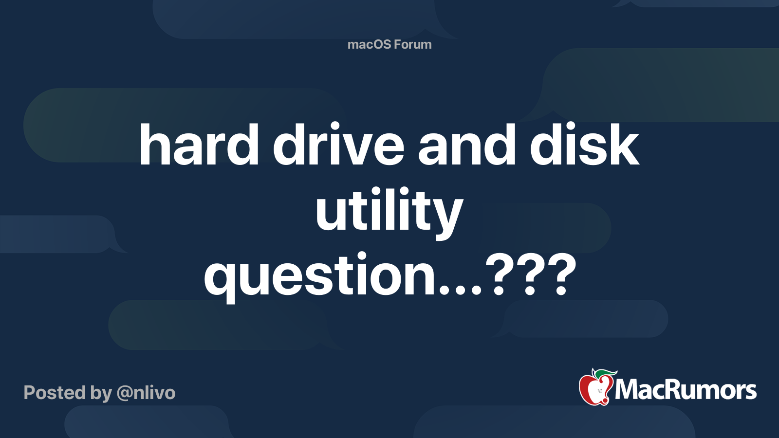 hard drive and disk utility question...??? | MacRumors Forums