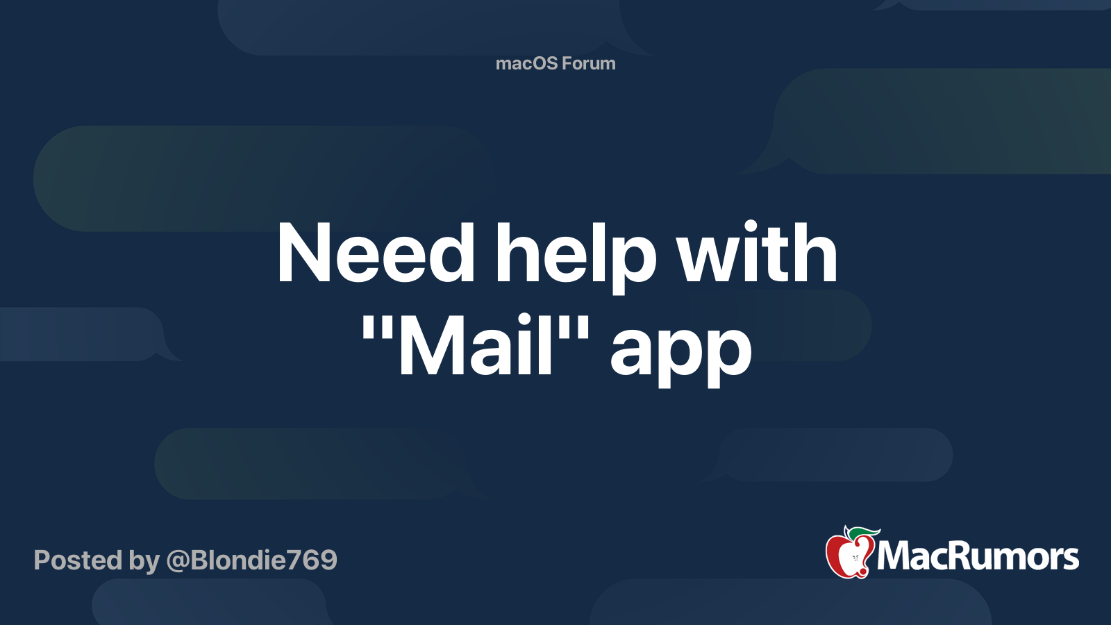 Need help with "Mail" app | MacRumors Forums