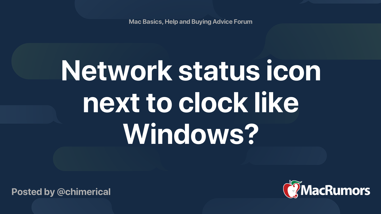 Network status icon next to clock like Windows? | MacRumors Forums