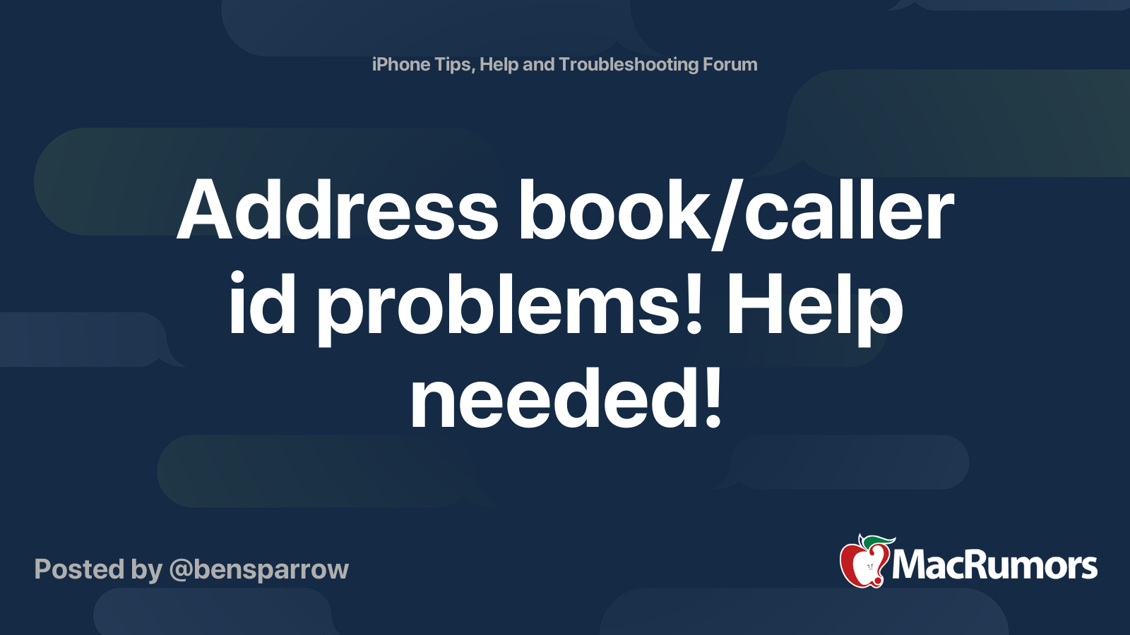 Address book/caller id problems! Help needed! | MacRumors Forums