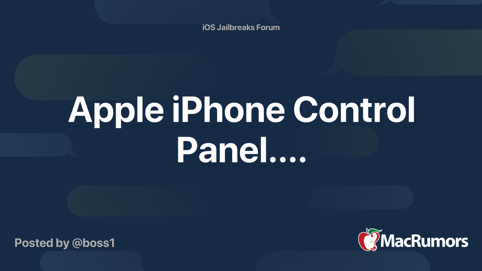 Apple iPhone Control Panel.... | MacRumors Forums