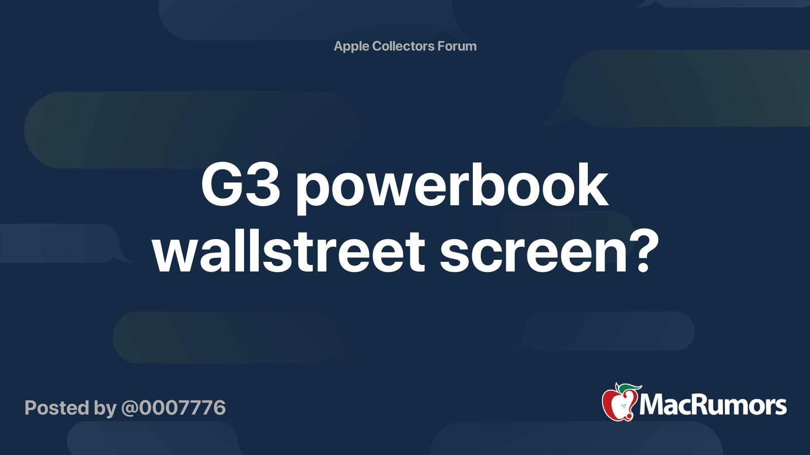 G3 powerbook wallstreet screen? | MacRumors Forums