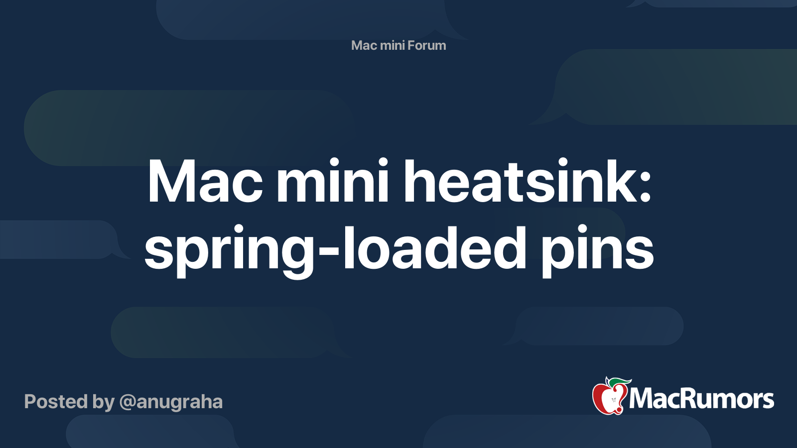 Mac mini heatsink: spring-loaded pins | MacRumors Forums