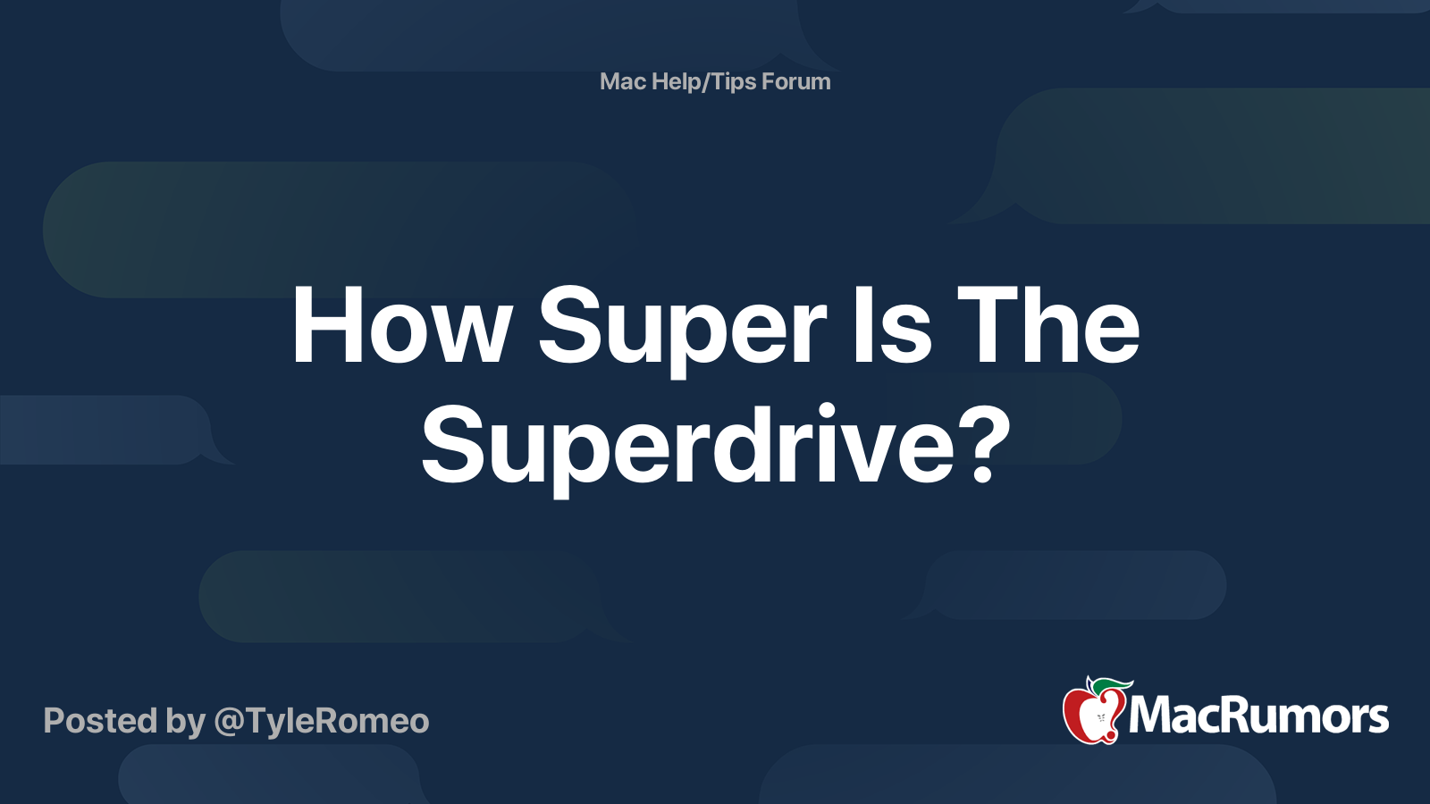 How Super Is The Superdrive? | MacRumors Forums
