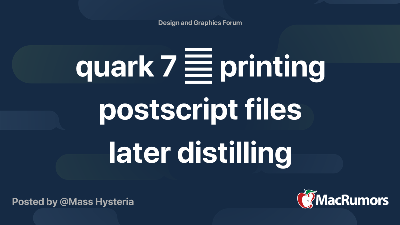 quark 7 printing postscript files later distilling | MacRumors Forums