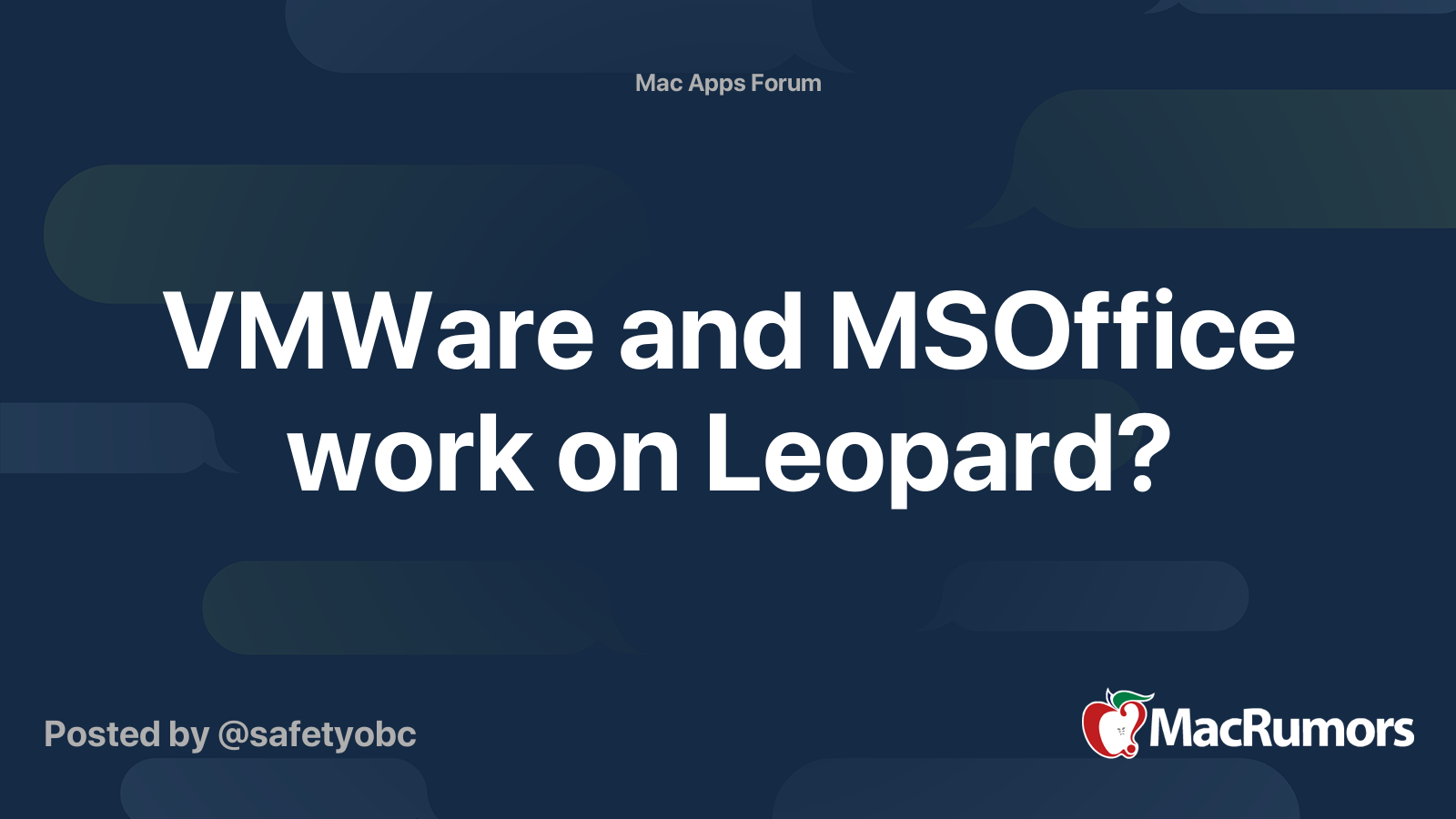 VMWare and MSOffice work on Leopard? | MacRumors Forums