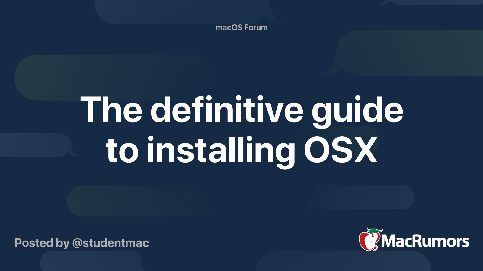 The definitive guide to installing OSX | MacRumors Forums