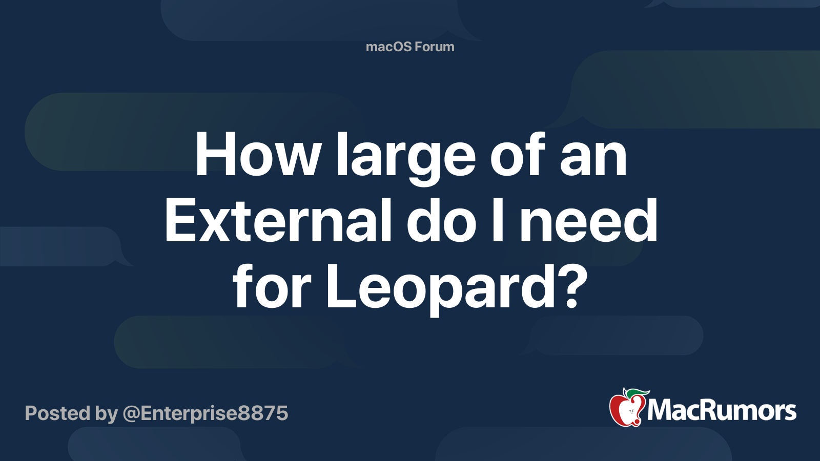 How large of an External do I need for Leopard? | MacRumors Forums