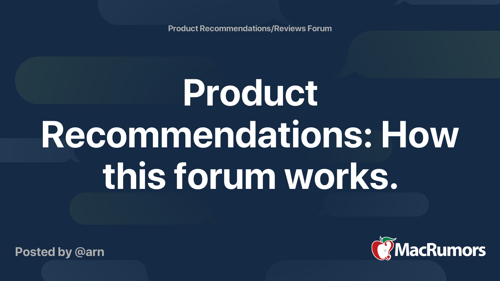 Product Recommendations: How this forum works. | MacRumors Forums
