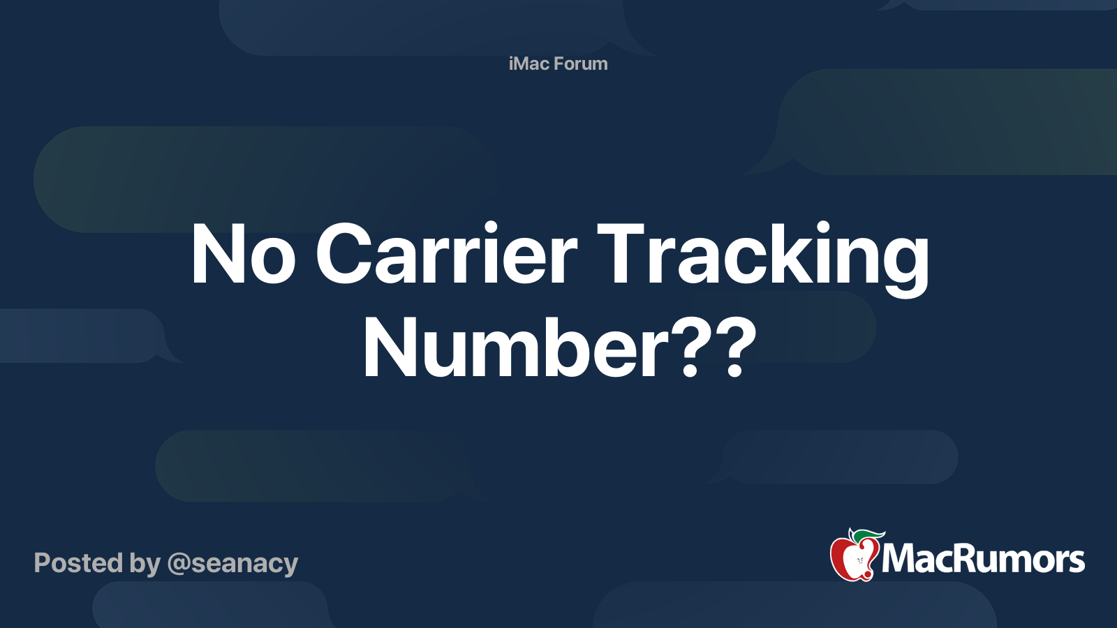 No Carrier Tracking Number?? | MacRumors Forums