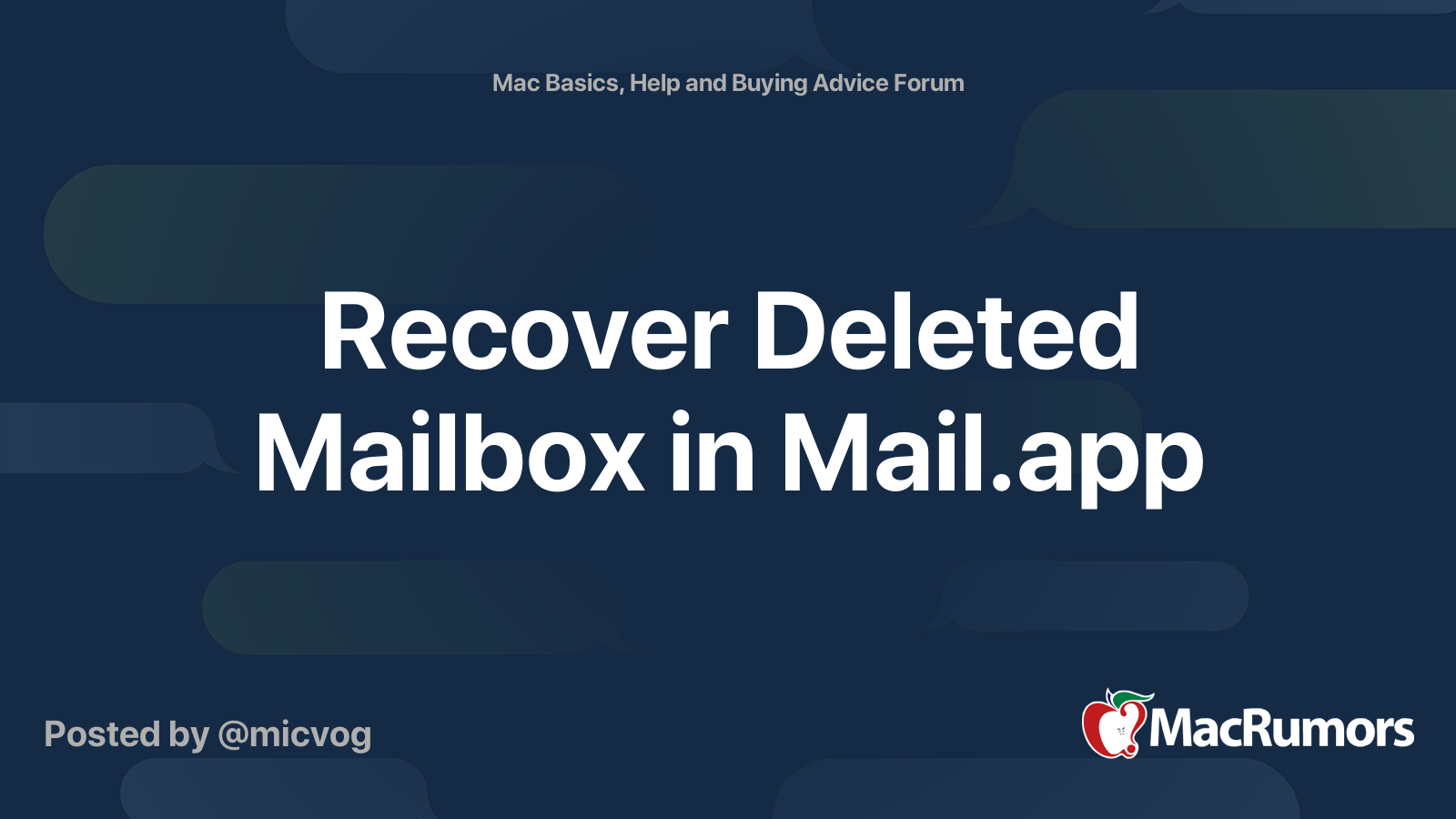 Recover Deleted Mailbox in Mail.app | MacRumors Forums