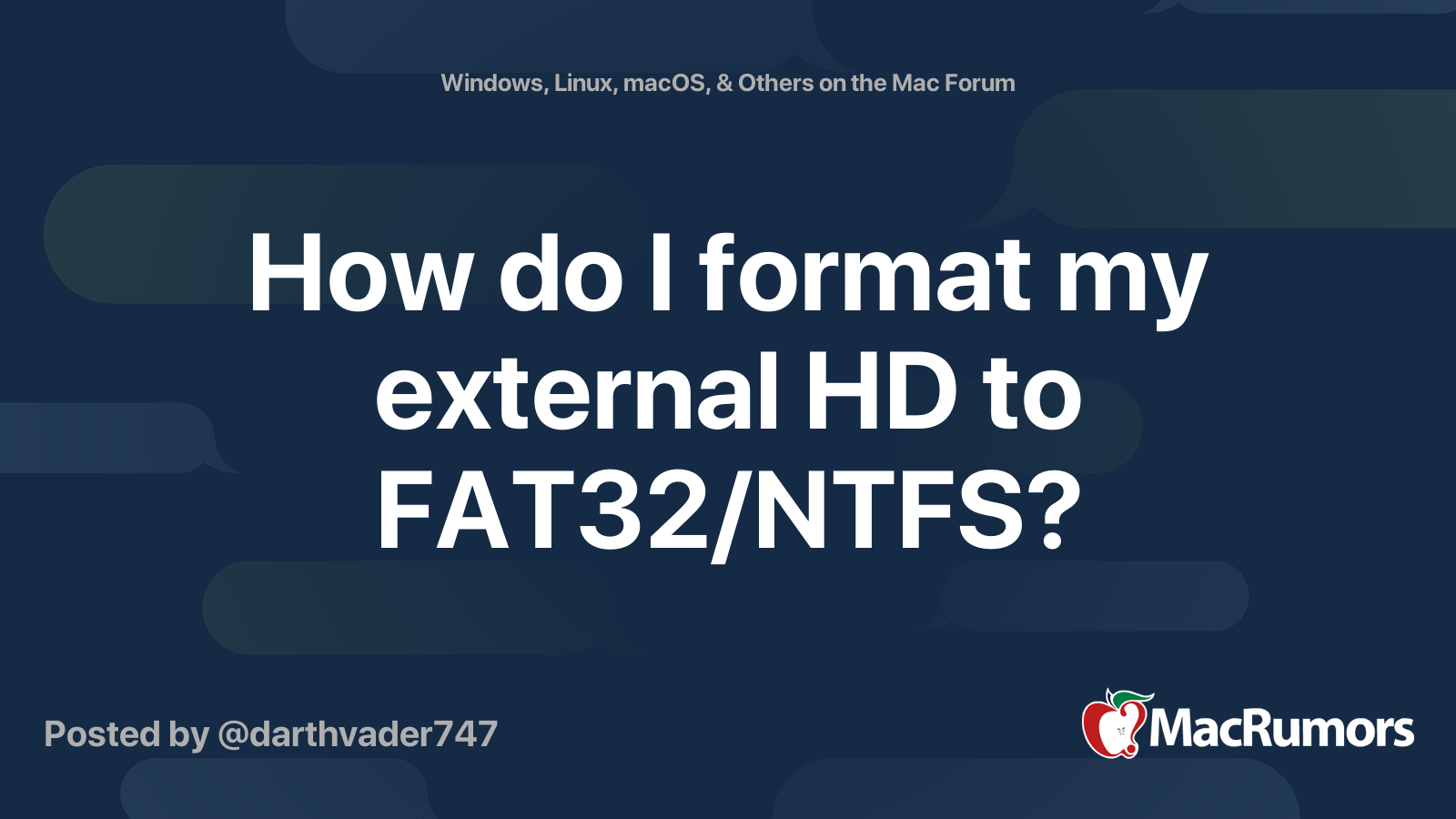 How do I format my external HD to FAT32/NTFS? | MacRumors Forums