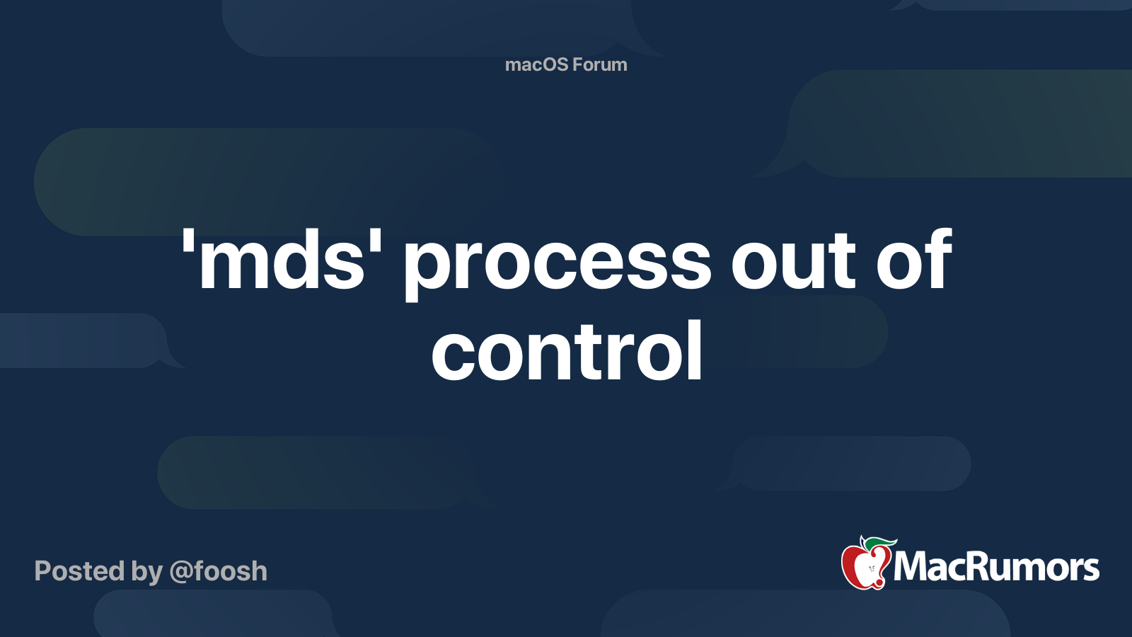 'mds' process out of control | MacRumors Forums