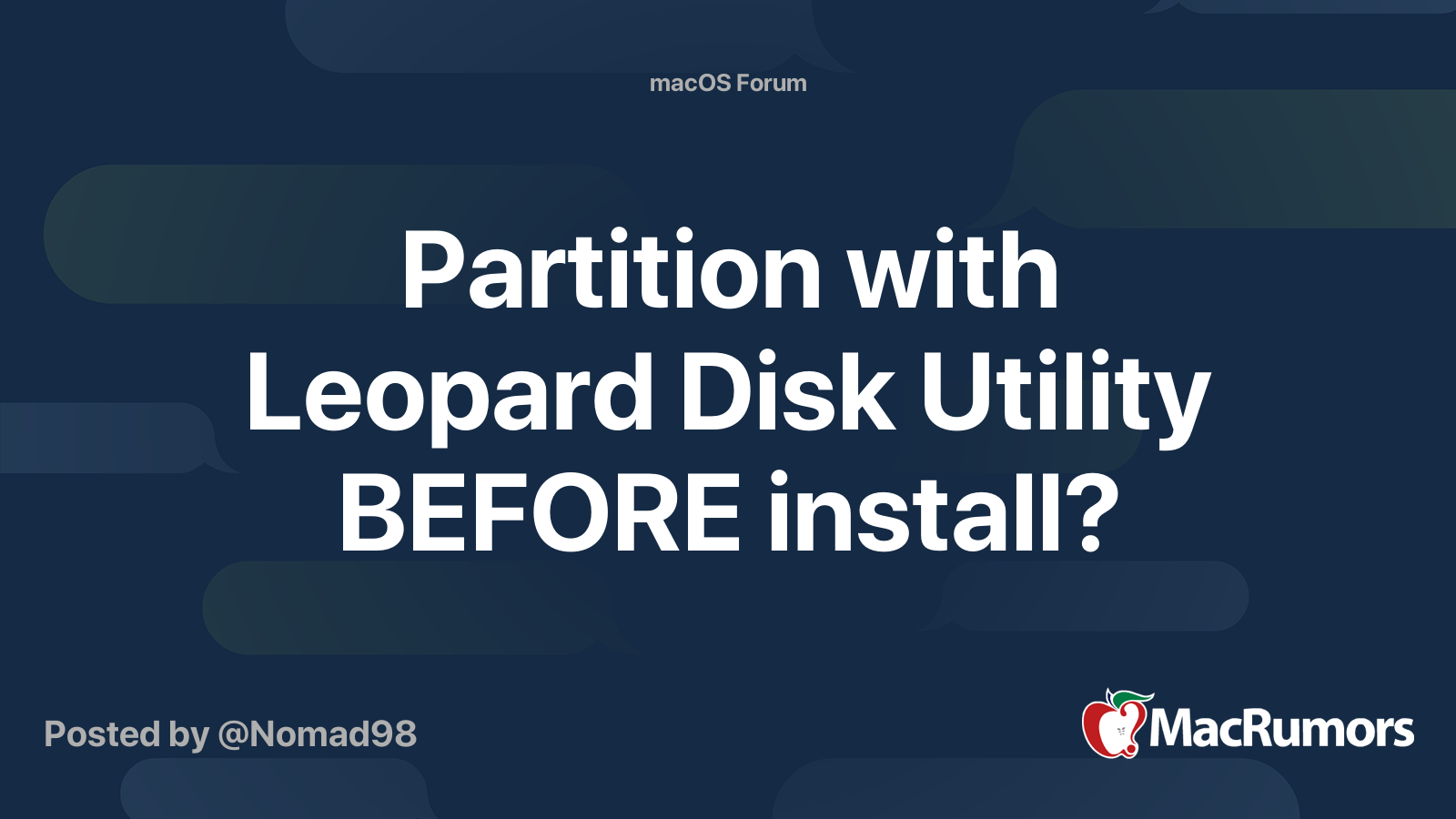 Partition with Leopard Disk Utility BEFORE install? | MacRumors Forums