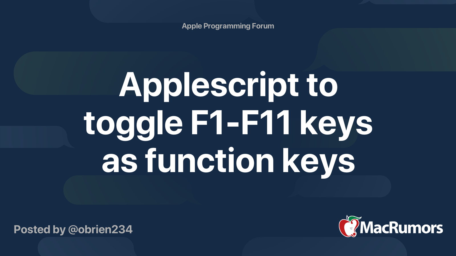 Applescript To Toggle F1 F11 Keys As Function Keys Macrumors Forums