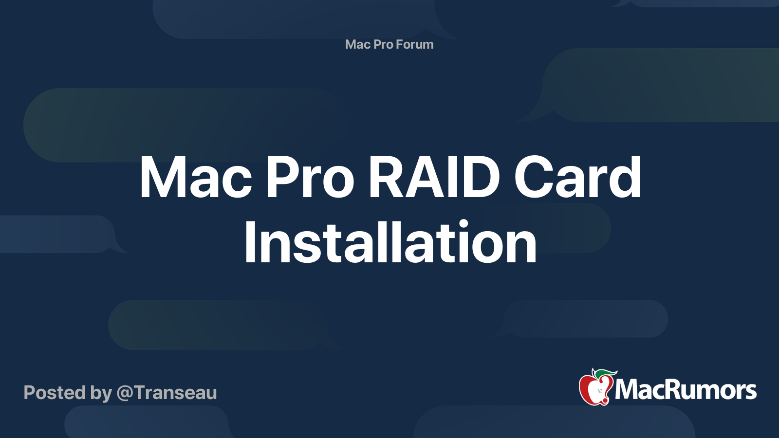 Mac Pro RAID Card Installation | MacRumors Forums
