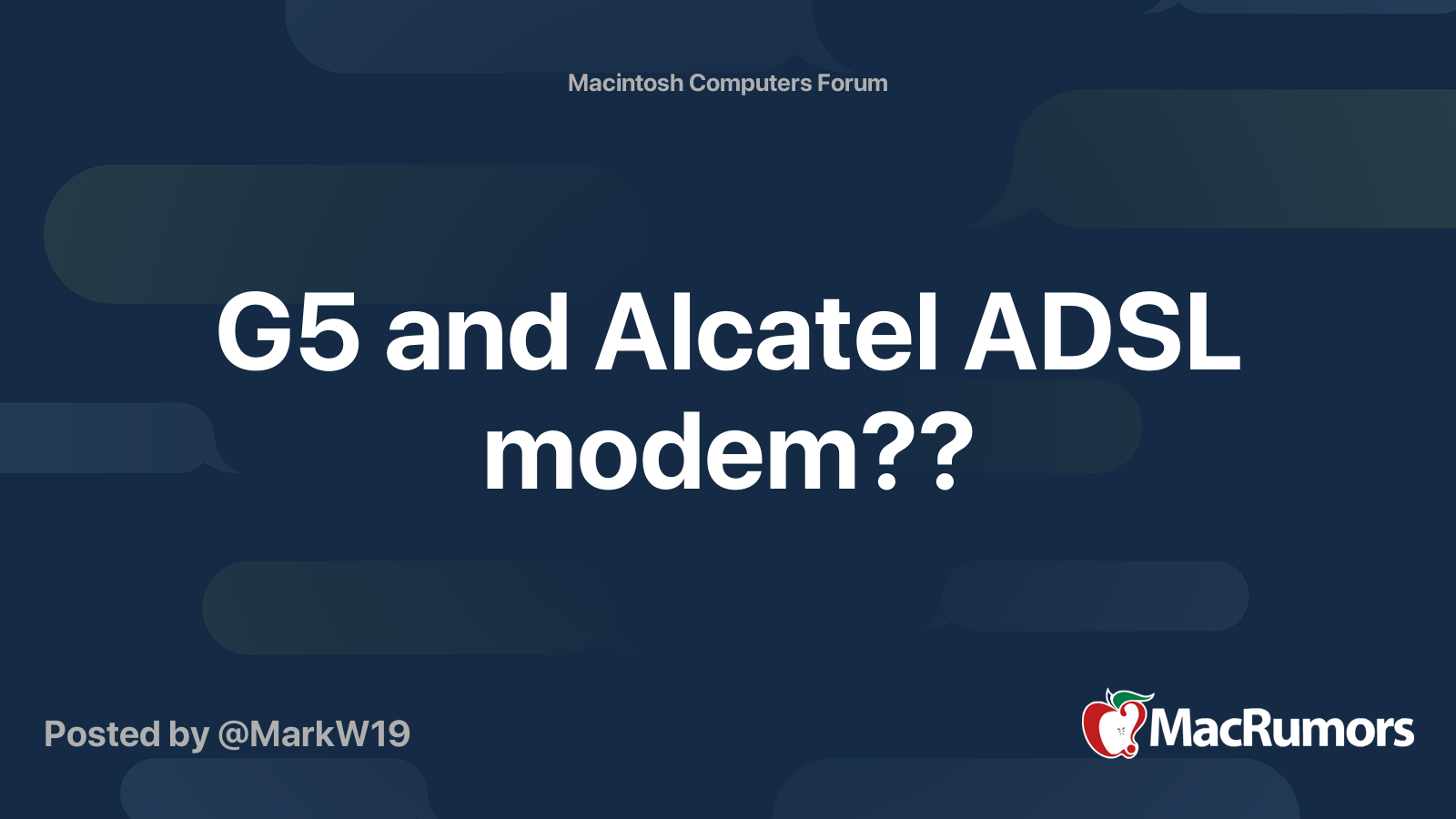 G5 and Alcatel ADSL modem?? | MacRumors Forums