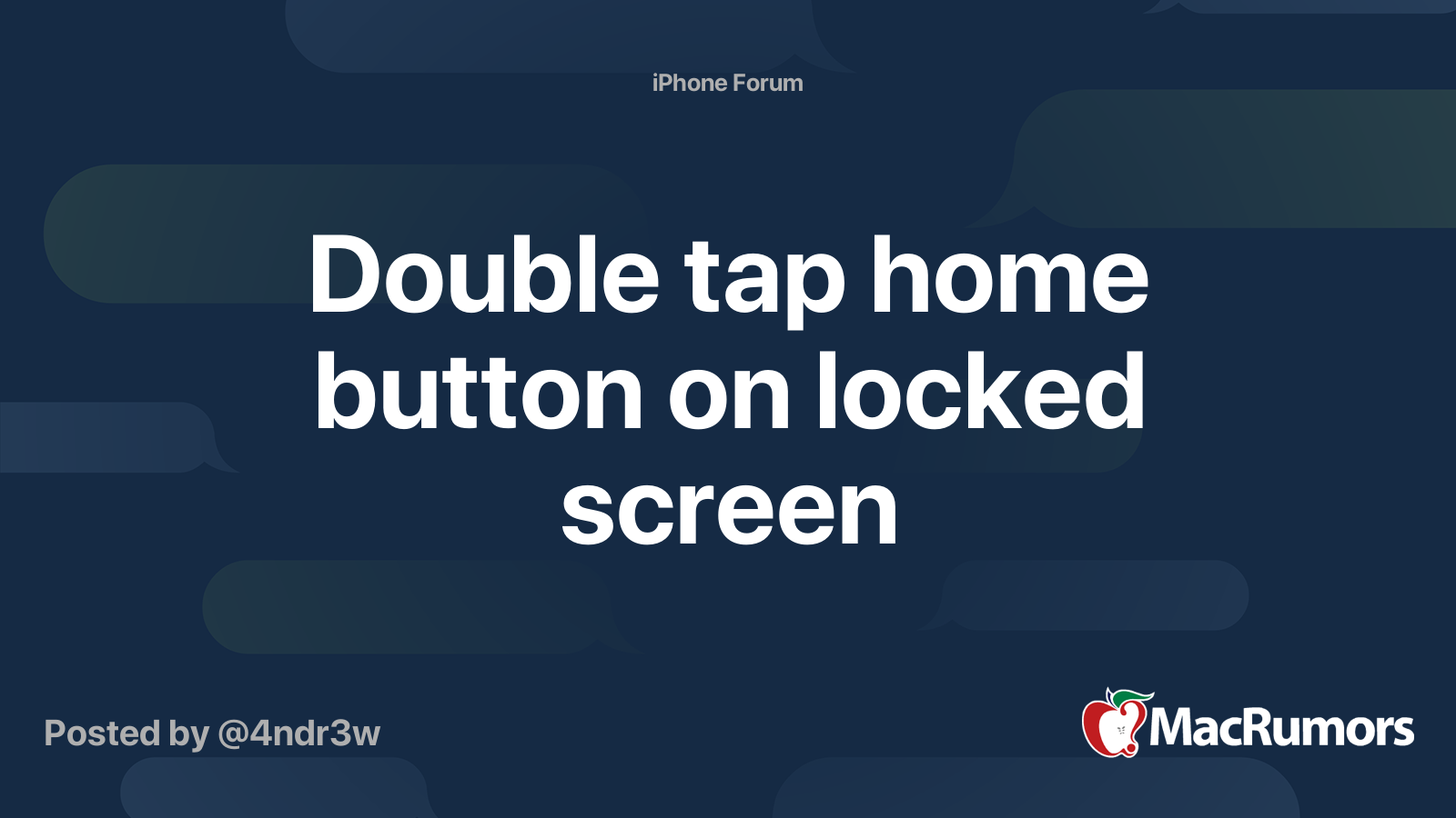 Double tap home button on locked screen | MacRumors Forums